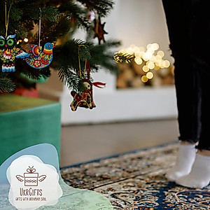 Funny Pets Christmas Decorations Cat and Dog Christmas Tree Ornaments Set 2 pcs Wooden Hand-Painted 3.3 x 2.8 x 0,2 inches. Children Animal Christmas Tree Ornaments Ukrainian Folk Art (Blue)