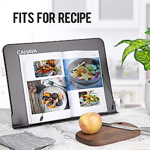 CAHAYA Desktop Sheet Music Stand Metal Angle Adjustable Tabletop Book Reading Cookbook Tablet Holder Stand Tray and Page Paper Clip CY0214