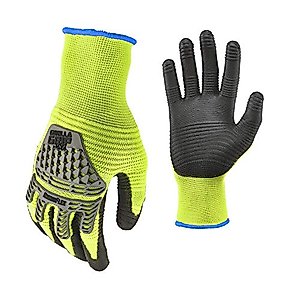 Gorilla Grip Max RhinoFlex High Vis Work Gloves with Impact and Abrasion Protection, Large