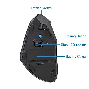 SANWA Bluetooth Ergonomic Mouse, Optical Vertical Mice, for Large Hands, Reduce Wrist Strain, (800/1200/1600 DPI, 6 Buttons) Compatible with MacBook, Laptop, Windows, Mac OS, Android, GMAERGBT15
