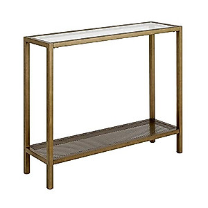 Henn&Hart 36" Wide Rectangular Console Table in Brass, Entryway Table, Accent Table for Living Room, Hallway