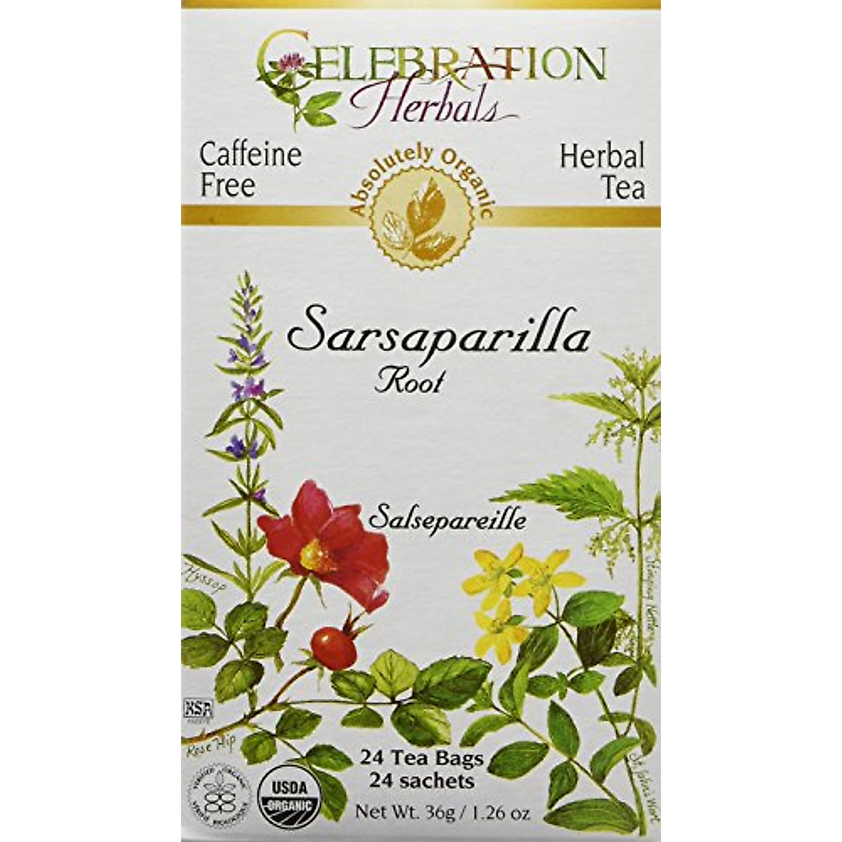 CELEBRATION HERBALS Sarsaparilla Root Organic 24 Bag, 36g/ 1.26 oz