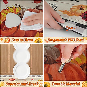 Alishomtll Fall Kitchen Mats for Floor, Set of 2 Anti Fatigue Autumn Pumpkin Kitchen Mats, Fall Decor Kitchen Rugs for Autumn, Thanksgiving, 17x30 and 17x47 Inch
