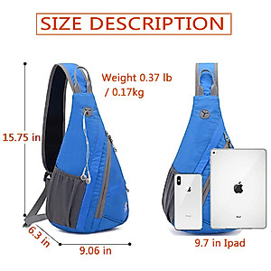 RedsGirl Outdoor Lightweight Waterproof Sling Backpack - Crossbody Shoulder Chest Bag Hiking Daypacks for Men Women Youth, Lake Green