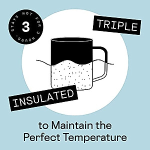 Corkcicle Triple Insulated Coffee Mug with Lid, Stainless Steel Camping Tumbler with Handle, Hot for 3+ Hours, BPA Free, Gloss Powder Blue, 16 oz