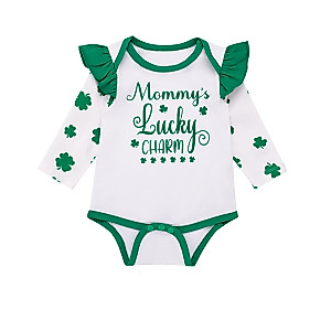 LENSOUS Infant Baby Girls Mommy's Lucky Charm ST. Patrick's Day Green Tutu Dress Skirts Set (Green, 3-6 Months)