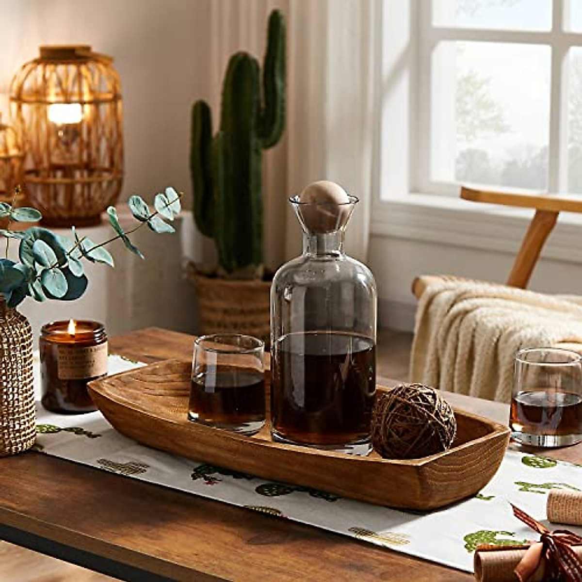 Uziass Wood Dough Bowl, 17.75"x 8.75" Hand Carved Wooden Dough Bowls for Decor Rustic Wood Dough Bowls Decorative Wooden Dough Fruits Bowl for Table Centerpiece Dining Living Room Home Kitchen Decor