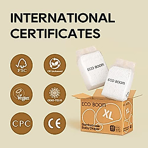 ECO BOOM Diapers, Baby Bamboo Viscose Diapers, Eco-Friendly Natural Soft Disposable Nappies for Infant, Size 5 Suitable for 26 to 37lb (X-Large - 48 Count)