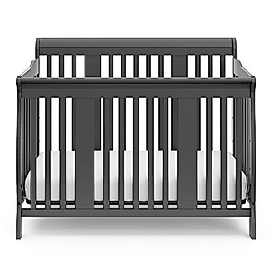 Storkcraft Tuscany 4-in-1 Convertible Crib, Gray, Easily Converts to Toddler Bed, Day Bed or Full Bed, 3 Position Adjustable Height Mattress (Mattress Not Included)