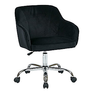 OSP Home Furnishings Bristol Chrome Base Upholstered Task Chair, Black Velvet