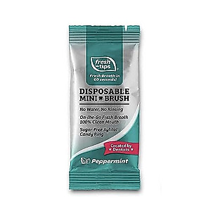 Fresh-Tips | Disposable Mini Toothbrush | Travel Toothbrush | Fresh Breath & White Teeth on The Go, Peppermint | 10 Pieces