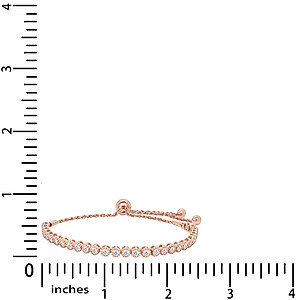 SAVEARTH DIAMONDS 1 Carat Round Cut Lab Created Moissanite Diamond Milgrain Adjustable Bolo Bracelet In 14k Rose Gold Over 925 Sterling Silver Jewelry For Women (G-H Color, VVS1 Clarity, 1.00 Cttw)