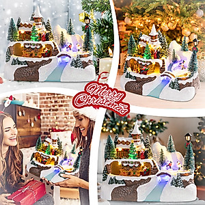 VCUTEKA Christmas Village Collectible Building - Church House with Skating Pond Lighted Musical Village Perfect Addition to Your Christmas Indoor Decorations or Holiday Displays