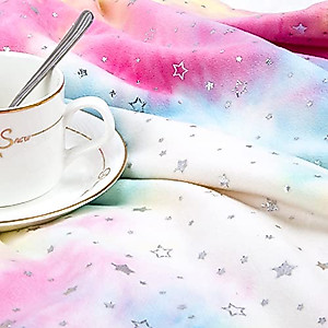 BORITAR Baby Blanket for Girls Super Soft Tie Dye Minky Fabric with Double Layer Dotted Backing, Unique Colorful Rainbow with Beauty Starry Printed Design Blanket for Toddler Gift Pink 30 X 40 Inch