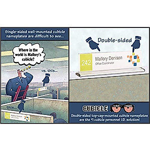 Cubicle X-Ray Vision 8" X 2" Double-Sided Office Cubicle Nameplate Sign Frame (12 Pack)