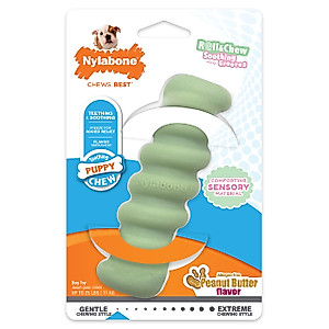 Nylabone Sensory Material Puppy Chew Toy Stick - Puppy Teething Toy for Boredom & Stimulation - Puppy Supplies - Peanut Butter Flavor, Small/Regular (1 Count)