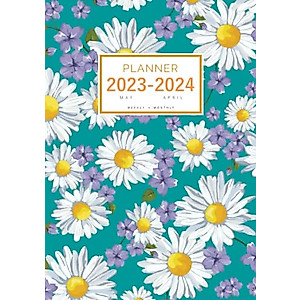 Planner 2023-2024: A5 Small Weekly and Monthly Organizer from May 2023 to April 2024 | Sweet Chamomile Flower Design Teal