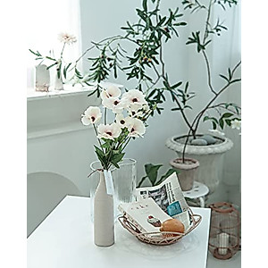 Kamang Ranunculus Flowers White Silk Flower (3 Stems) for Home Decor and Wedding. Artificial Flower for White Spring Decor. Floral Arrangement and Table Centerpiece. White Silk Flowers (White)