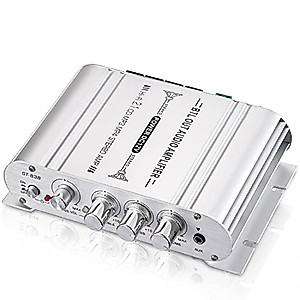 Facmogu ST-838 2.1CH Audio Power Amplifier, RMS 20Wx2+40W Class D Stereo Digital Audio Amp with Subwoofer Output, 80W Mini Subwoofer Amplifier Audio Stereo Bass Amp with DC12V Power Adapter - Silver