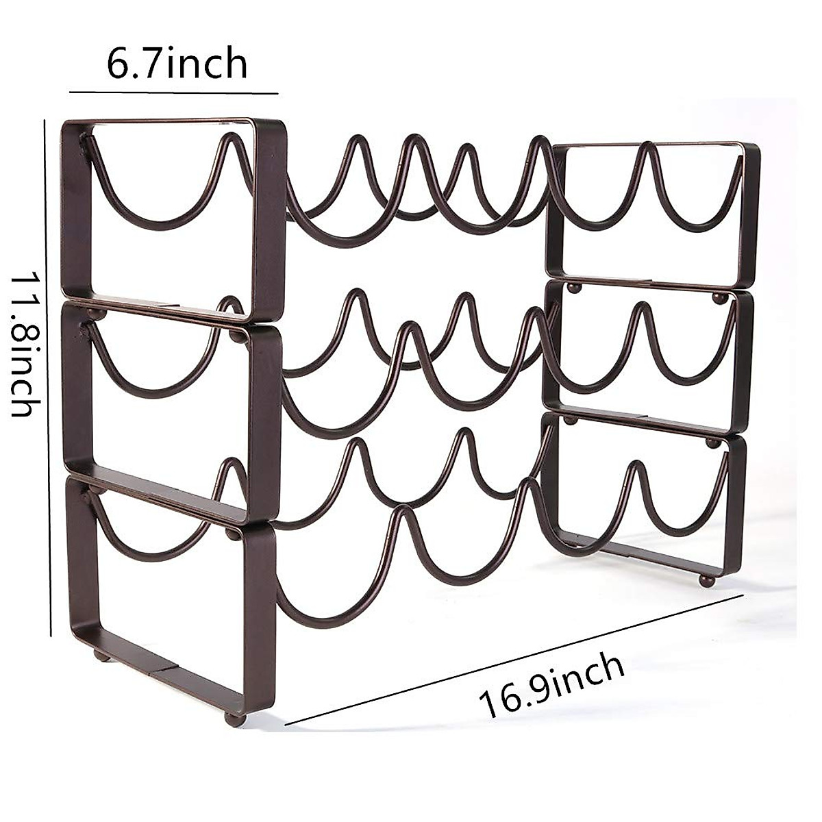 YCOCO Wine Rack,3 Tier Stackable Freestanding Countertop Wine Holder Can Hold 12 Bottles Wine,Space Saver for Wine Cabinet and Counter Storage,for Champagne and Red White Wines