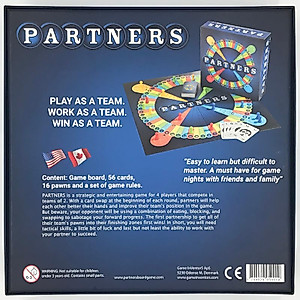 PARTNERS Board Game | 1st USA Edition | A 4 Player Strategy Board Game Played in Teams of 2 | Perfect for Game Night with Family, Friends, Adults, Teens, All Ages