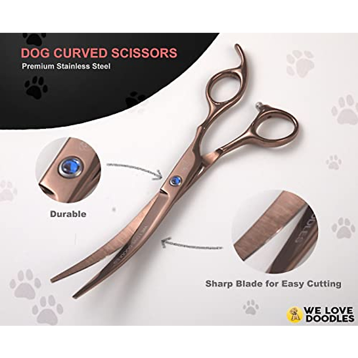 We Love Doodles Dog Grooming Scissors Kit - Dog Grooming Shears - Curved Dog Grooming Scissors - Thinning Scissors For Dogs - Best Grooming Scissors For Goldendoodles