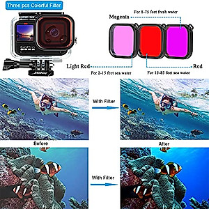 Husiway Accessories Kit for Gopro Hero 11 10 9 Black Waterproof Housing Silicone Case Glass Screen Protector Bundle for Go pro Gopro11 Gopro10 Gopro9 Hero10 Hero11 Hero9 Action Camera 62E