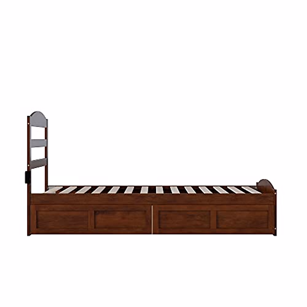 AFI Warren Twin XL Size Platform Bed with Footboard, Storage, & Charging Station in Walnut