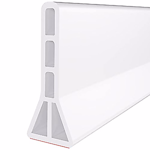 3" High Shower Threshold Water Dam 39 IN Collapsible Shower Water Splash Guard for Curbless Shower Threshold Barrier Water Stopper for Wet and Dry Separation Bathroom and Kitchen (White)