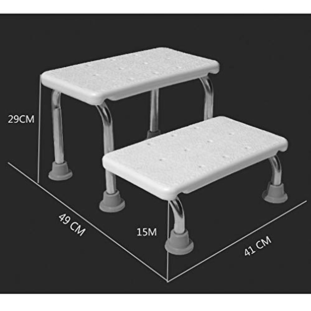 PENGJIE Folding Ladder Step Stool 2 Step Ladder Stool with Leaking Holes Anti Slip Stainless Steel Shower Stool Pedal Stool