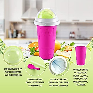 GRETA COMMERCE Slushy Maker Cup Portable and Double Layer Ice Cream Maker Slushie Magic Cup for DIY Drinks Milk Shake
