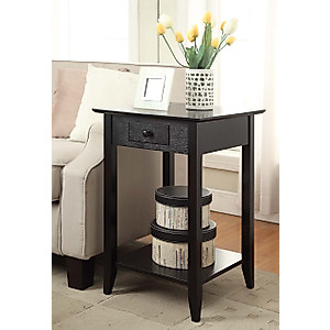 Convenience Concepts American Heritage End Table with Drawer and Shelf, Black