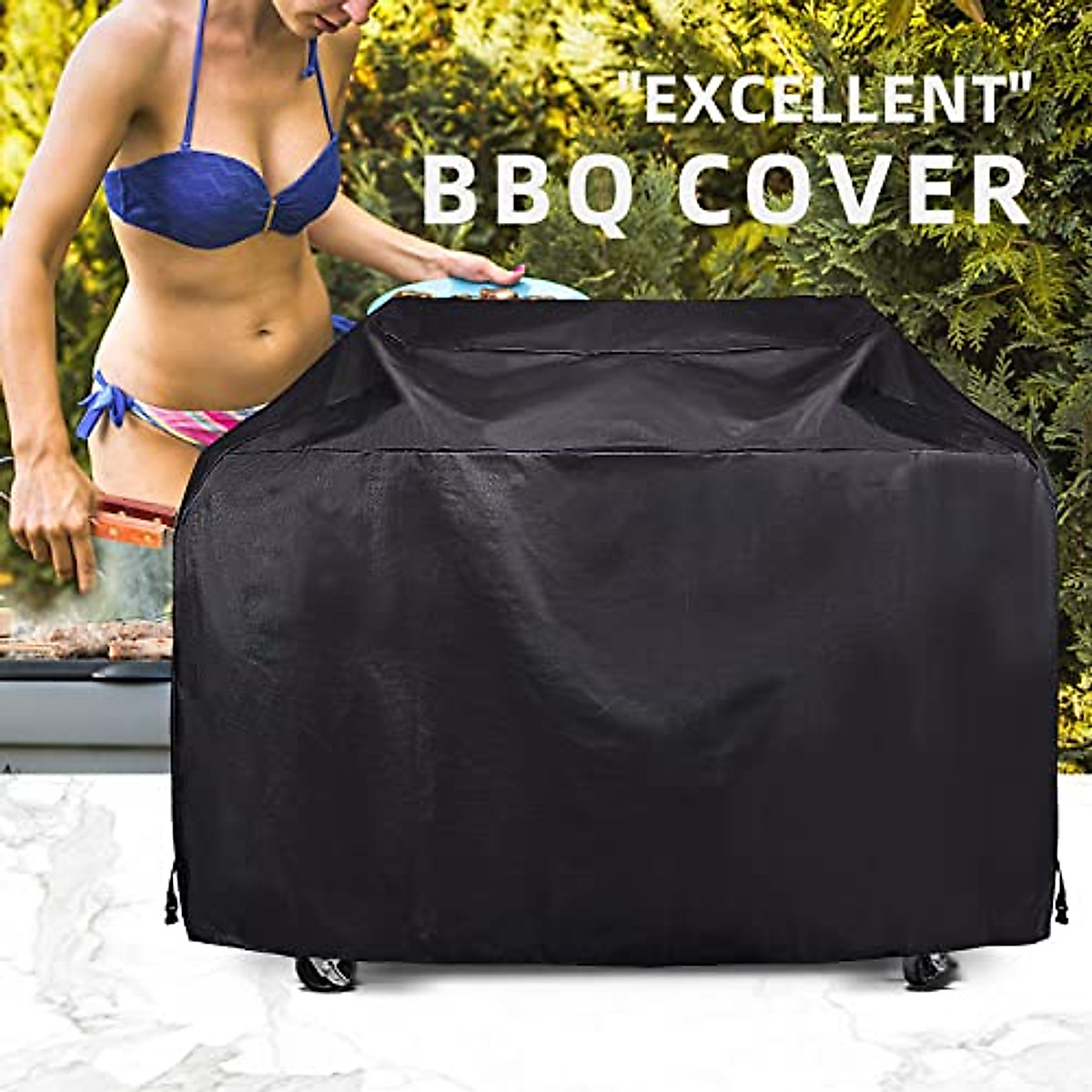 KPT Grill Covers Heavy Duty Waterproof 60-68 inch, BBQ Gas Grill Covers UV and Fade Resistant, All Weather Universal Black Charcoal Grill Cover for Weber, Brinkmann, Char Broil, Nexgrill