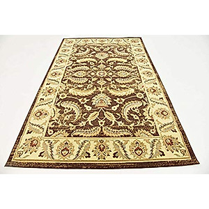 Unique Loom Voyage Collection Traditional Oriental Classic Intricate Floral Design Area Rug, 5 ft x 8 ft, Brown/Gold
