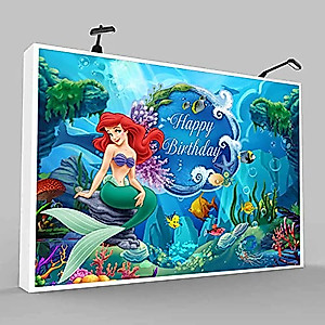 7x5ft Ariel Mermaid Princess Backdrop,Under The Sea Mermaid Background for Photography Girls Birthday Party Decoration Supplies