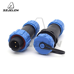 SZJELEN SP13 2pin/3pin/4pin/5pin/6pin/7pin/ 9pin Aviation Cable Connector,IP67 Waterproof Plug Socket,LED Light Equipment Connector (2pin, Pair-Plug(Male)&Socket(Female))