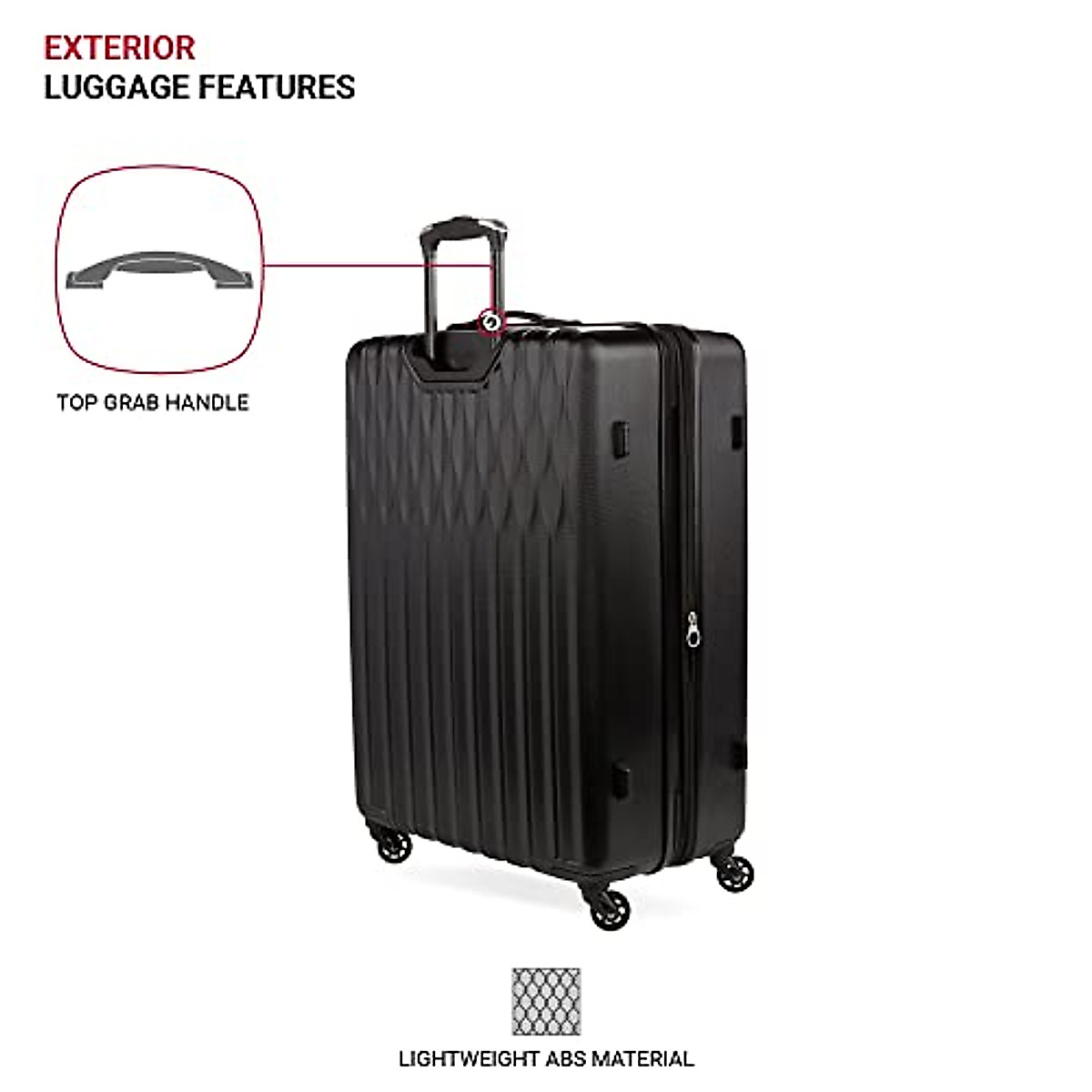 SwissGear 8018 Hardside Expandable Luggage with Spinner Wheels, Black, Checked-Large 27-Inch