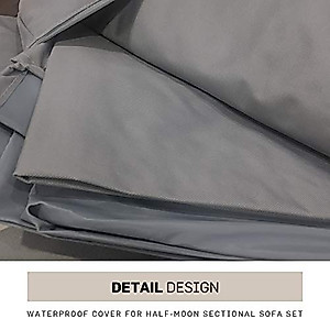 SOLAURA Patio Furniture Set Waterproof Covers Outdoor Sofa Set Covers Modern Conversation Sectional Half-Moon Sofa Set Protection Covers