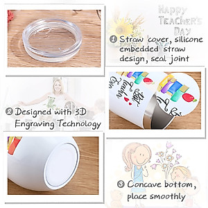 8 Pack Teacher Gifts Teacher Appreciation Gifts 12 oz Teacher Tumbler Bulk Wine Tumbler Stainless Steel Coffee Mug with Lids and Straws Thank You Birthday Gifts for Preschool Kindergarten Teacher