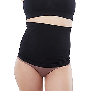 Ingrid & Isabel Basics Afterband - Postpartum Belly Band – After Birth & Post Surgery Compression Wrap for Abdominal Support and Recovery - Black (S/M)