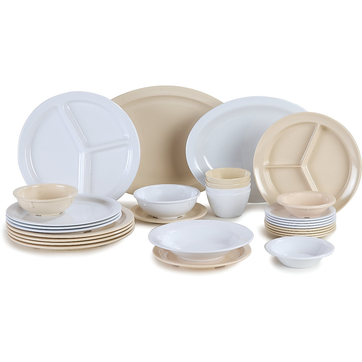 Carlisle FoodService Products Kingline Reusable Plastic Bowl Soup Cup for Home and Restaurant, Melamine, 8 Ounces, Tan, (Pack of 48)