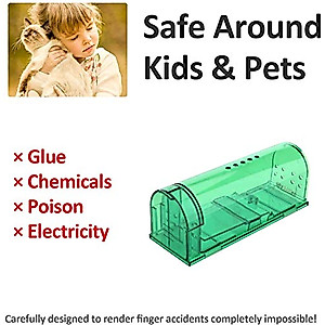 JM Traps 2019 New Upgraded Humane Mouse Trap, Easy to Set, Reusable, for Small Rodents,Pets Hamsters/Moles/Voles, Kids/Pet Safe