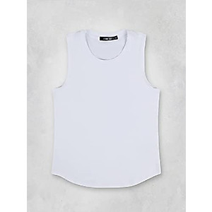 Knit Riot Women’s Muscle Tank Top – Sleeveless Slim Fit Soft Casual Basic Yoga Active Athletic Workout Running T Shirts KR144 White M