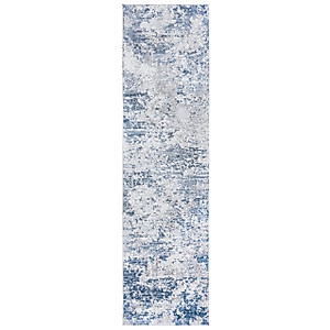 SAFAVIEH Amelia Collection Runner Rug - 2'2" x 12', Grey & Blue, Modern Abstract Design, Non-Shedding & Easy Care, Ideal for High Traffic Areas in Living Room, Bedroom (ALA705F)