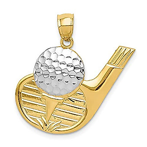 IceCarats 14K Yellow Gold Golf Necklace Charm Sports Pendant 27mm x 24mm Only