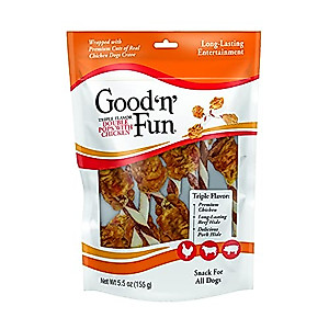 Good ’n’ Fun Triple Flavor Dumbbells 5.5 Ounces, Gourmet Dog Snacks