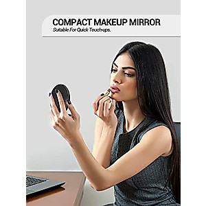 Getinbulk Compact Mirror Bulk, Set of 12 Round Double-Sided 1X/3X Magnification PU Leather (White, 2.8")