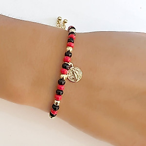 LESLIE BOULES Gold Saint Benedict Medal Bracelet for Women Protection Jewelry