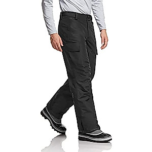 TSLA Men's Winter Snow Pants, Waterproof Insulated Ski Pants, Ripstop Windproof Snowboard Bottoms, Cargo Alpha Black, Large