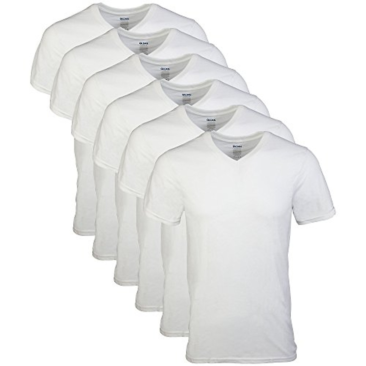 Gildan Men's V-Neck T-Shirts, Multipack, Style G1103, White (6-Pack), Medium
